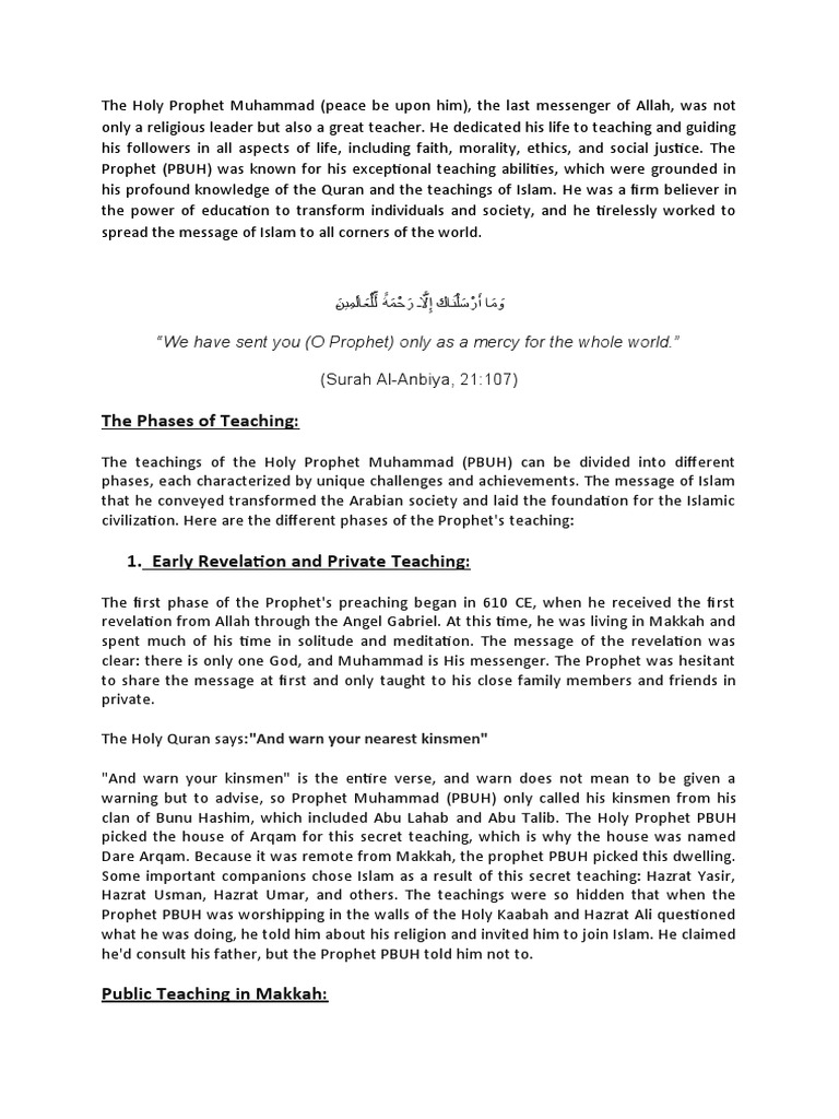 Teaching Phases of Prophet Muhammad | PDF | Muhammad | Abrahamic Religions