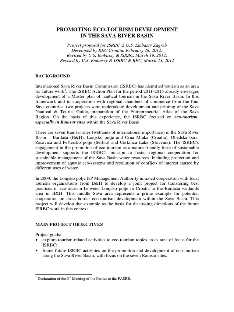 Sava Eco Tourism Project Concept 2 Pdf