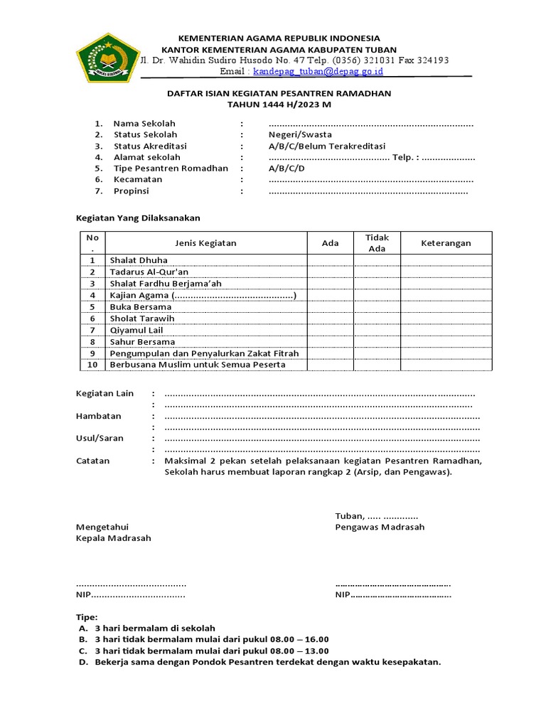 Format Pondok Romadhan (F9) | PDF