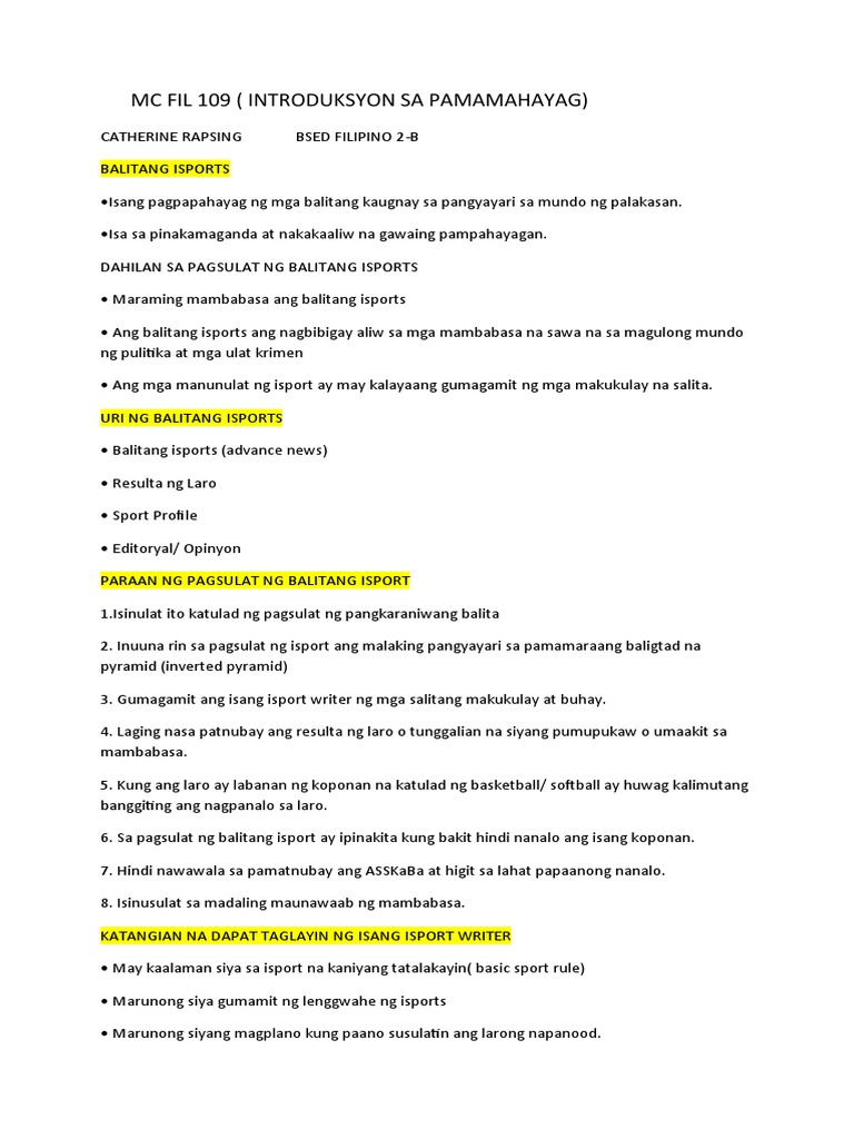 MC Fil 109 (Report) | PDF
