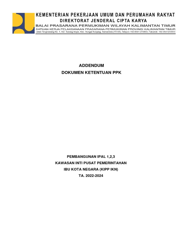 lampiran 2. Addendum Dokumen Ketentuan PPK 14 okt 2022.pdf | PDF