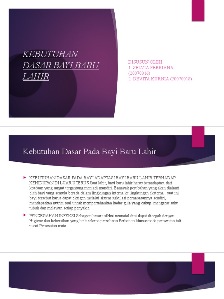 Kebutuhan Dasar Bayi Baru Lahir | PDF | Kesehatan Holistik