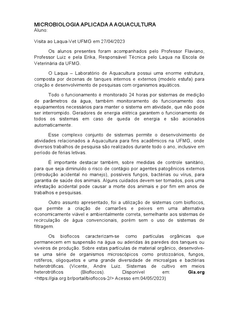 Microbiologia Aplicada A Aquacultura | PDF | Aquicultura | Agricultura