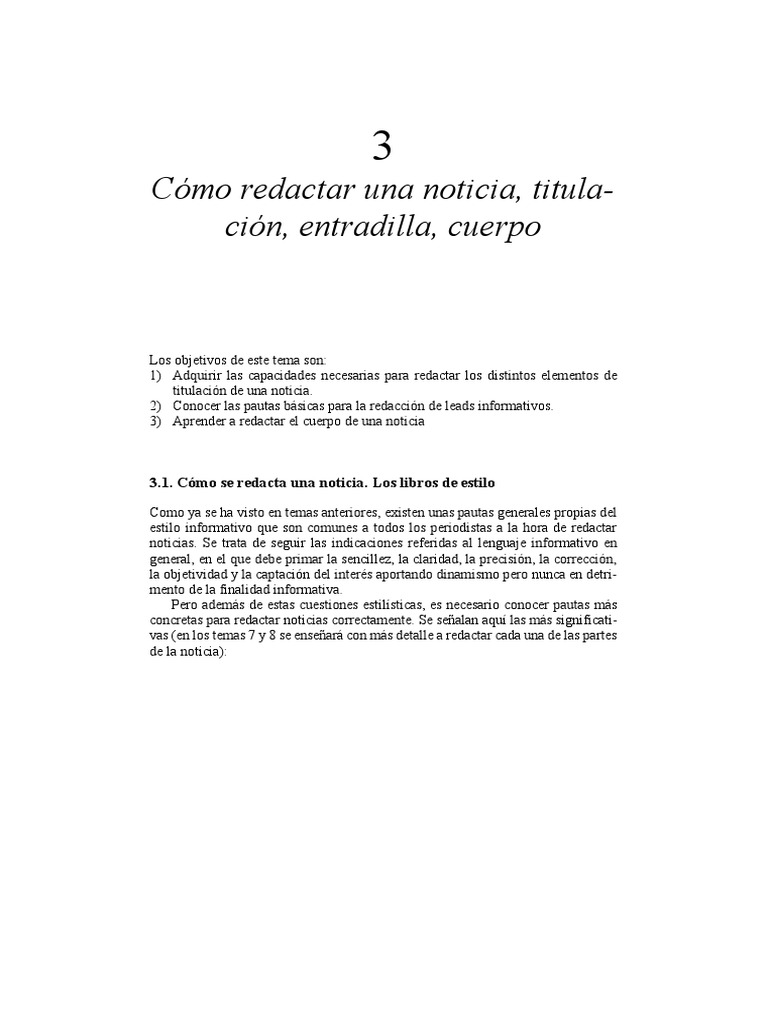 Tema 3 Cómo Redactar Una Noticia | PDF | Verbo | Información
