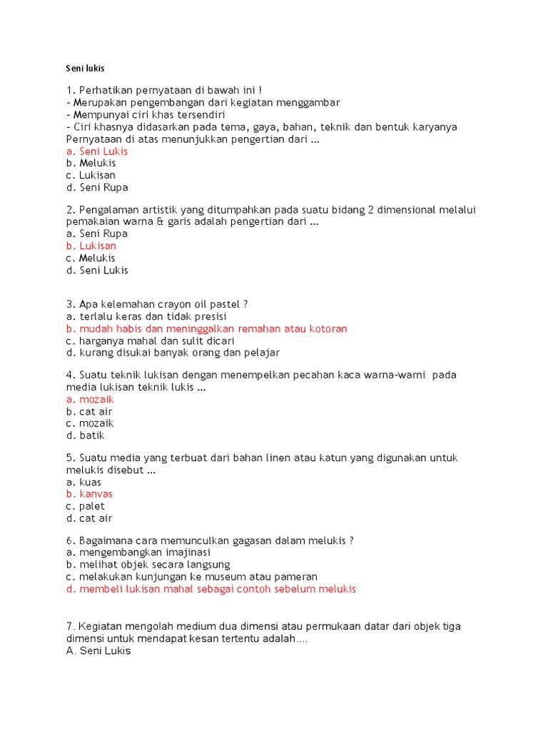 Soal Pts SBK Kls 9 | PDF | Seni