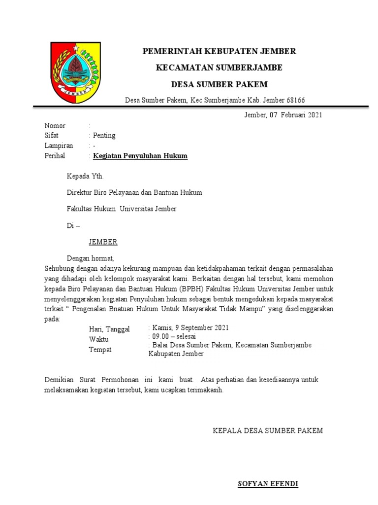 Tamplate Surat Permohonan Desa | PDF