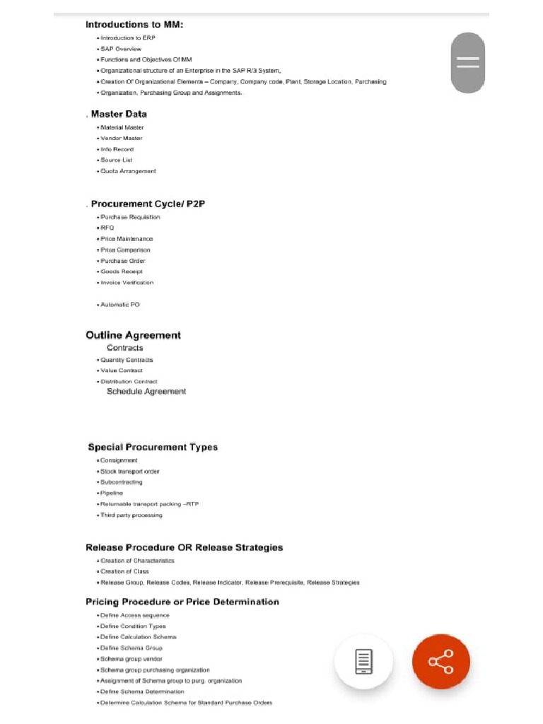 SAP MM Module Syllabus | PDF