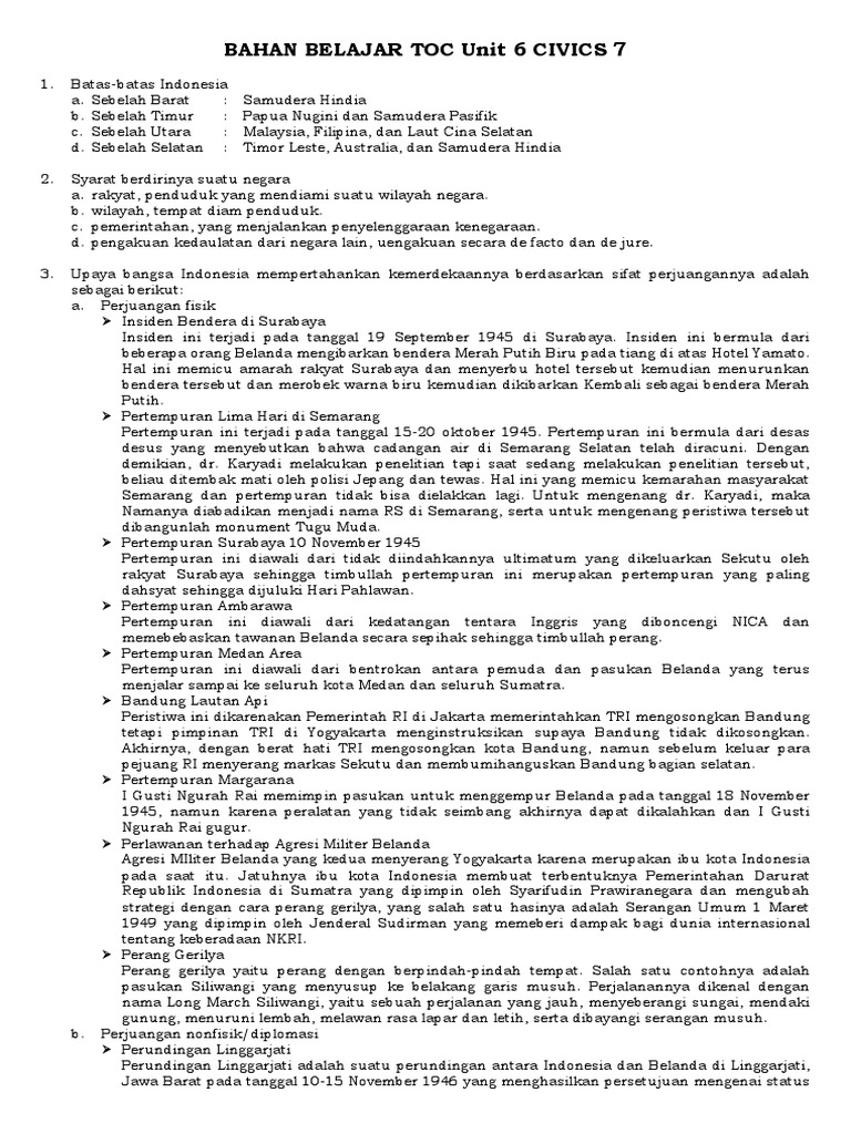 Rangkuman TOC Unit 6 Civics 2023 | PDF