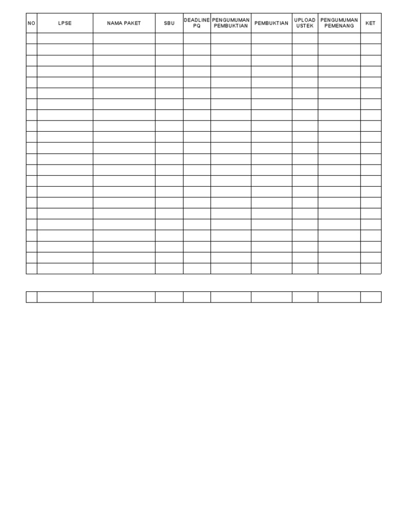 Tabel Rekapan Lpse | PDF