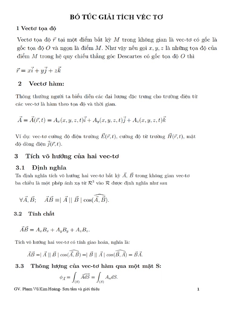 Giai Tich Vec To - Bo Tuc | PDF