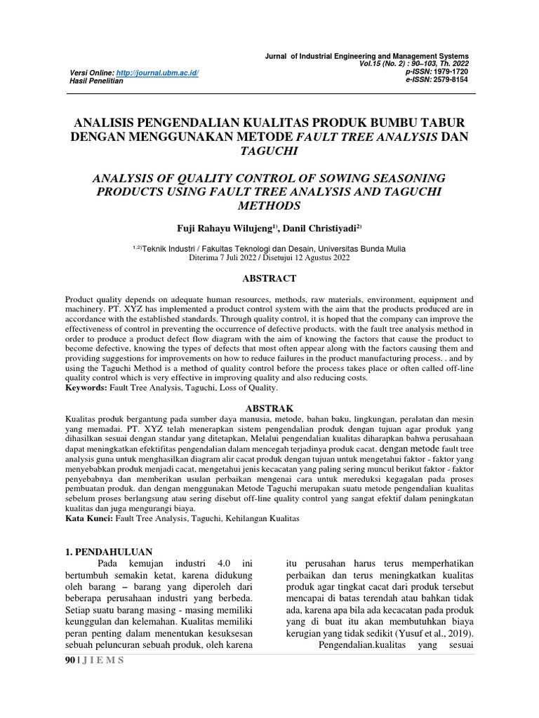 Analisis Pengendalian Kualitas Produk Bumbu Tabur Dengan Menggunakan ...