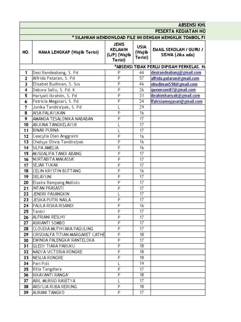 Template Absensi Nobar | PDF