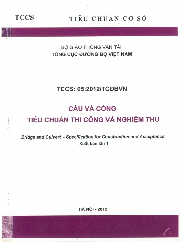 TCCS 05 2012 Cau Va Cong Tieu Chuan Thi Cong Va Nghiem Thu PDF | PDF