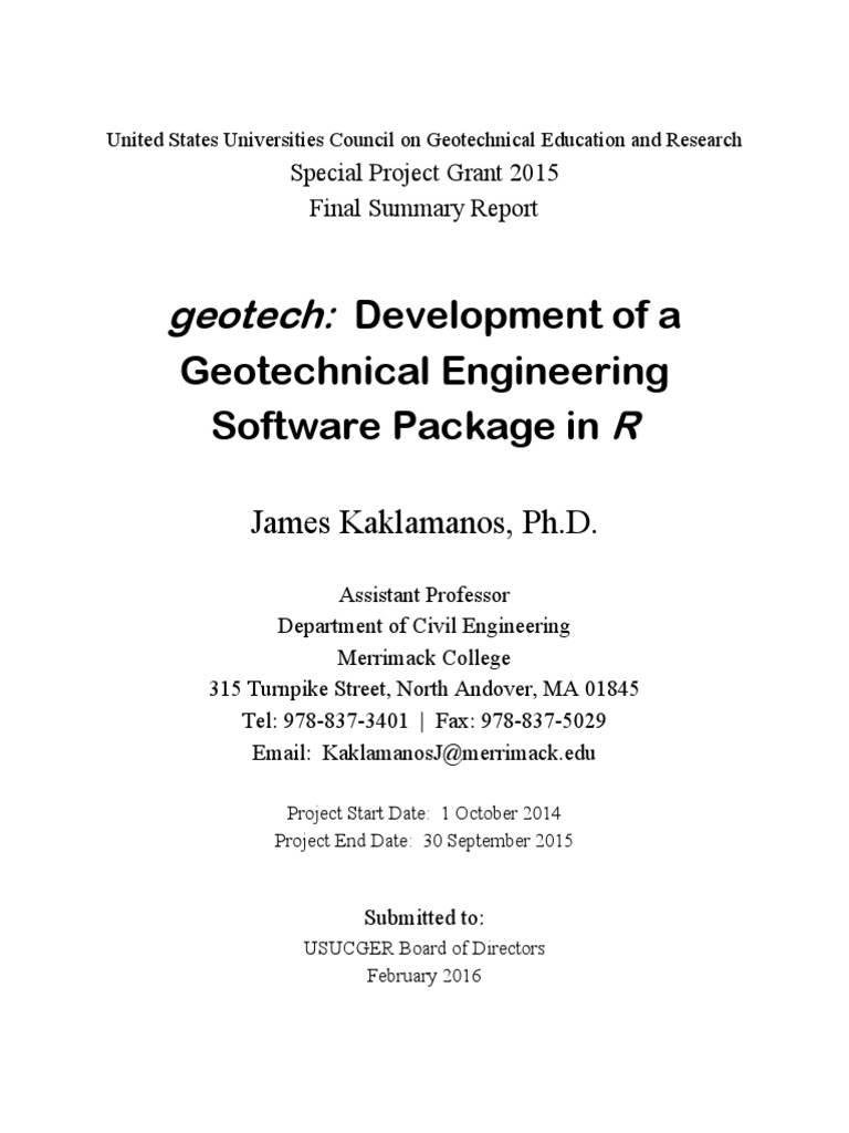 Kaklamanos Geotech Final Report | PDF | Parameter (Computer Programming) | Command Line Interface