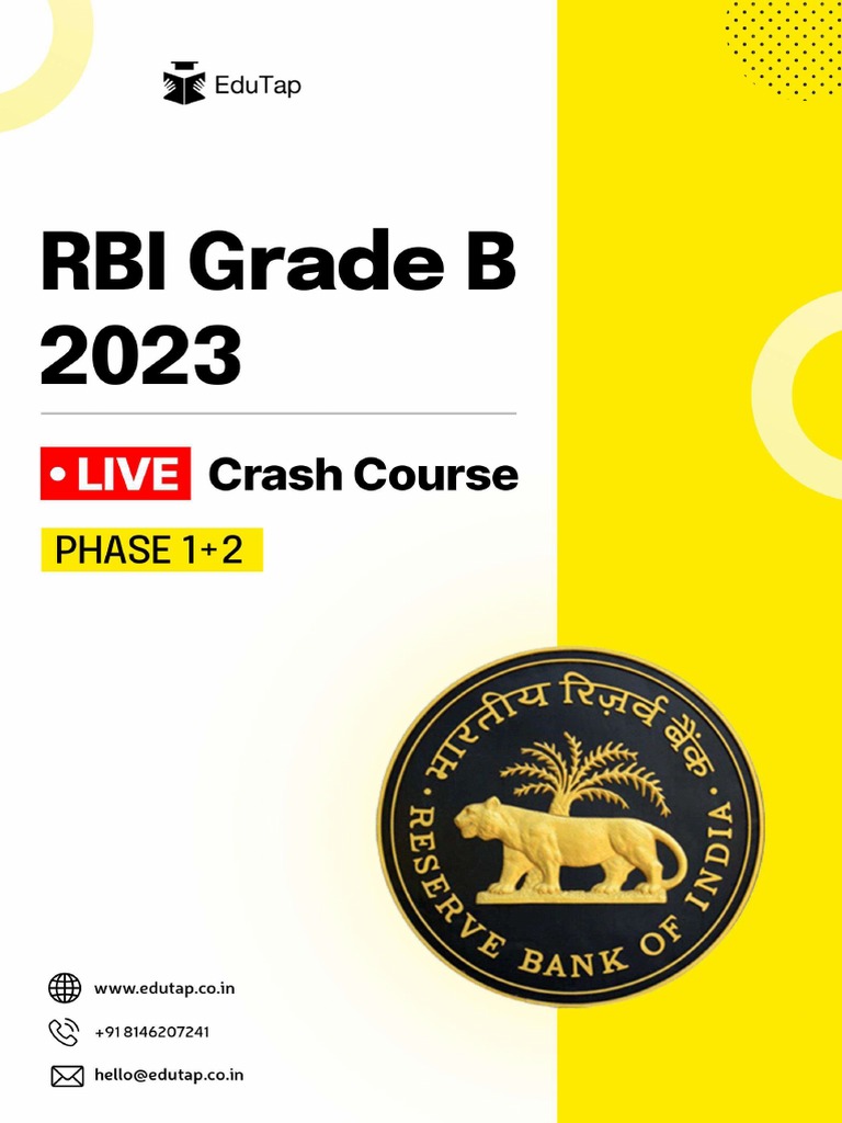RBI Grade B Phase 1 2 Crash Course Brochure | PDF