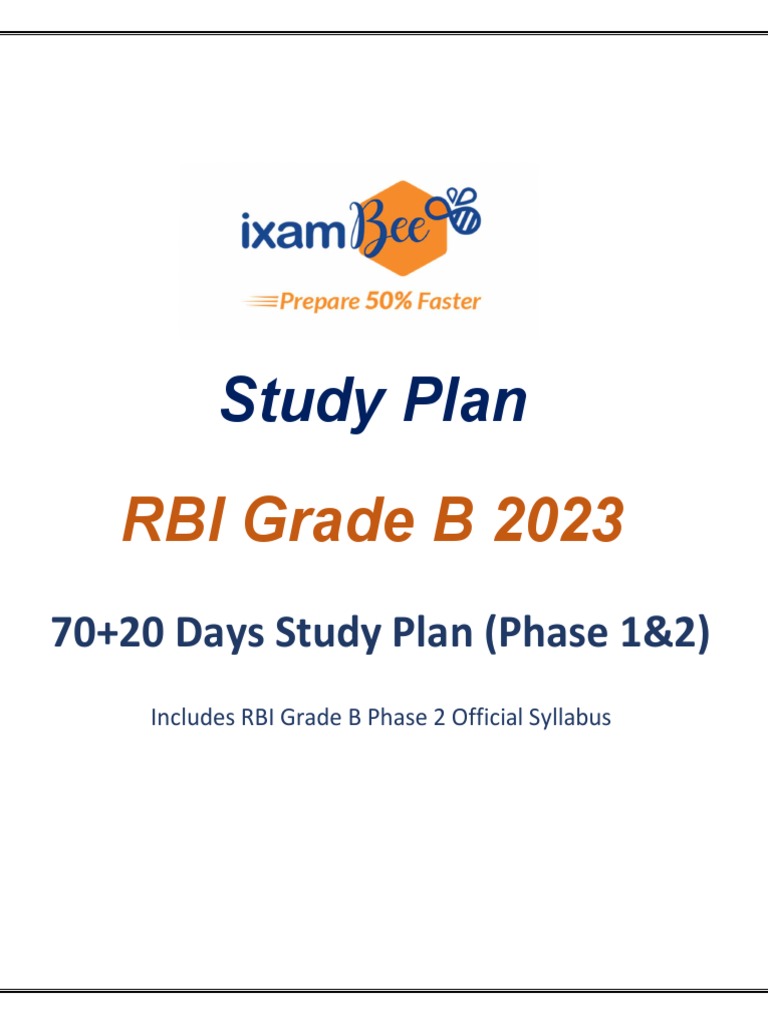 RBI Grade B 70+20 Days Study Plan | PDF | Reserve Bank Of India | Organizational Behavior