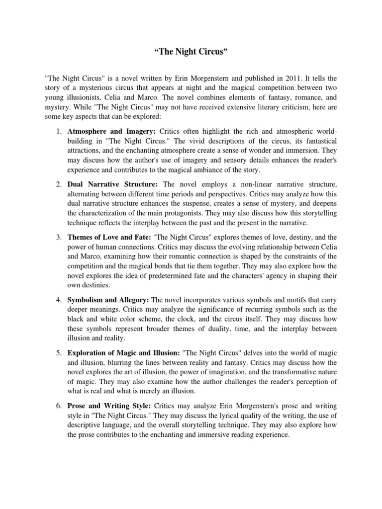 The Night Circus | PDF | Narrative | The Arts