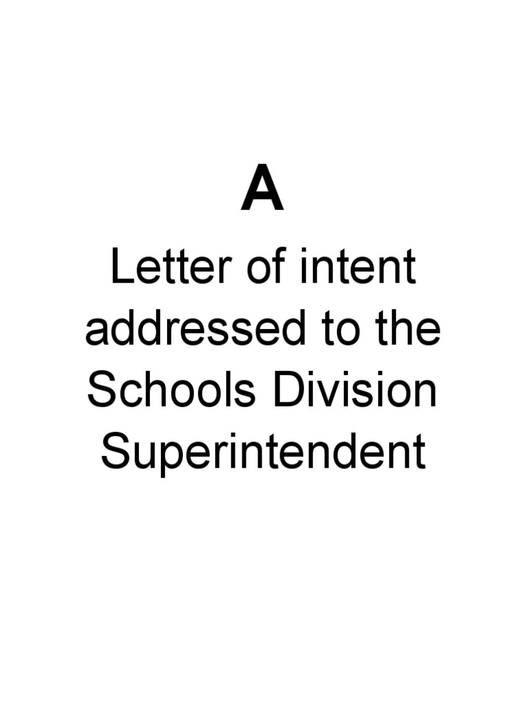 Letter of Intent Addressed To The Schools Division Superintendent | PDF