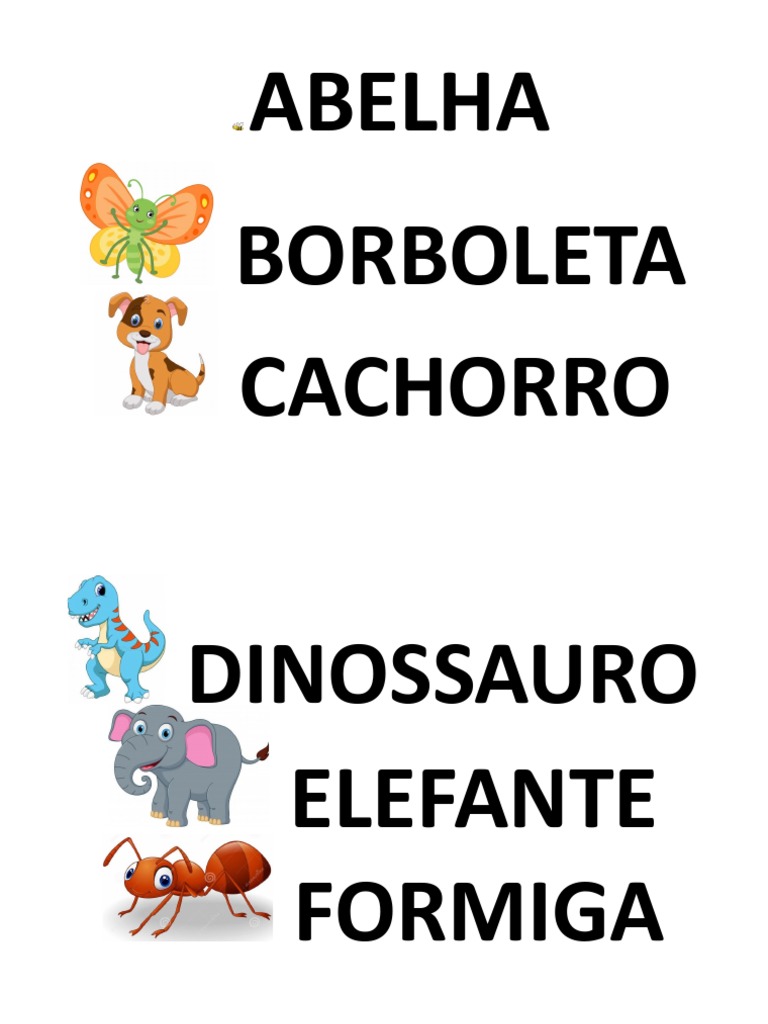 Uma lista alfabética de animais comuns | PDF
