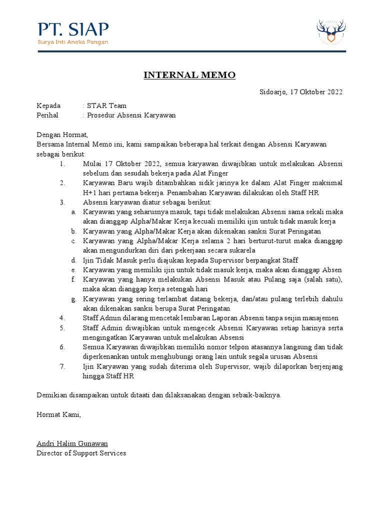 Internal Memo | PDF