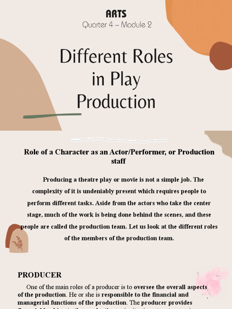 ARTS Q4 M2 (Different Roles in Play Production) | PDF | Composition ...