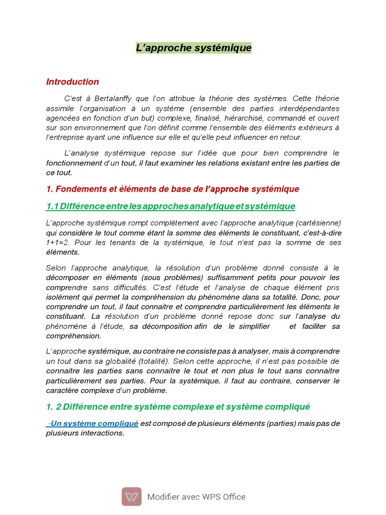 Approche Systémique | PDF