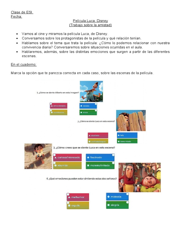 Actividades sobre la película Luca | PDF | Ficción general