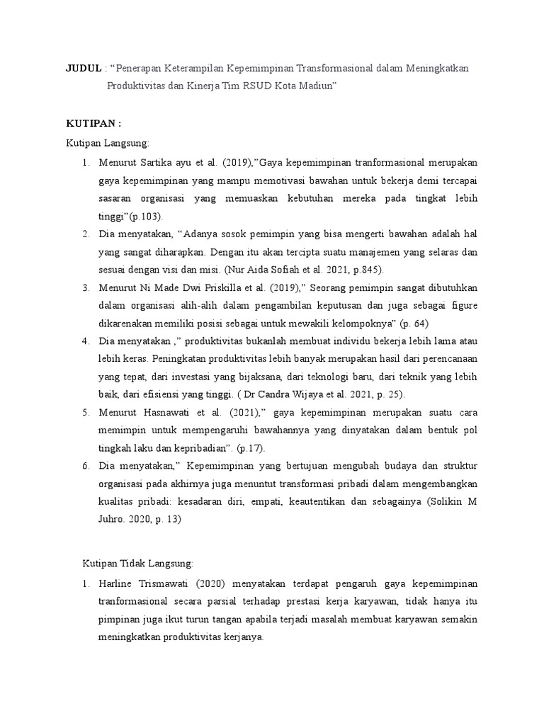 Kepemimpinan Transformasional RSUD | PDF | Pengembangan Diri