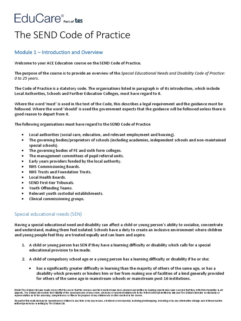 SEND code of practice 1.pdf | PDF | Justice | Crime & Violence
