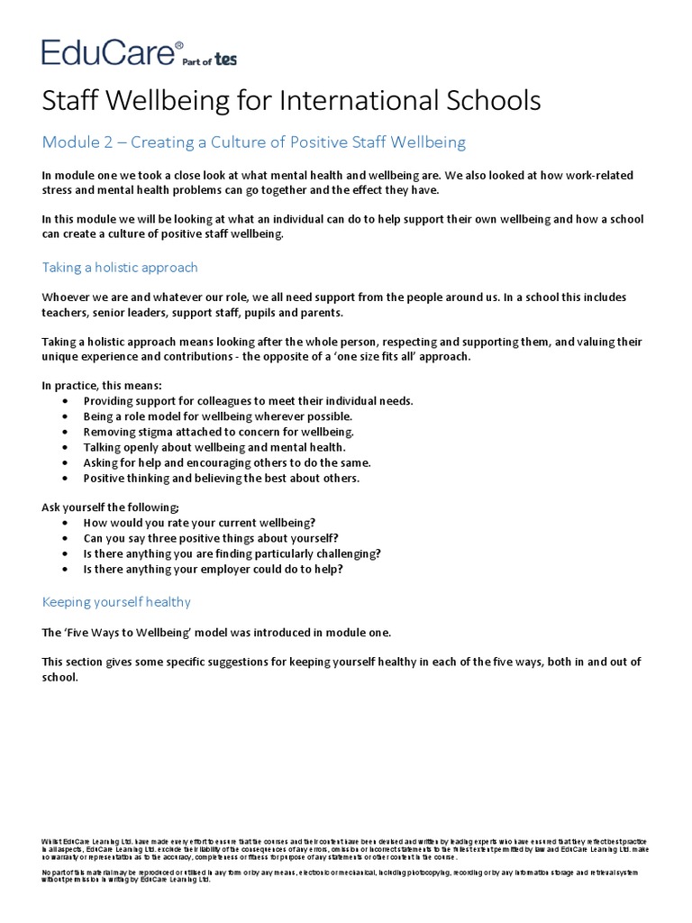 Staff Wellbeing PDF | PDF | Well Being | Mental Health