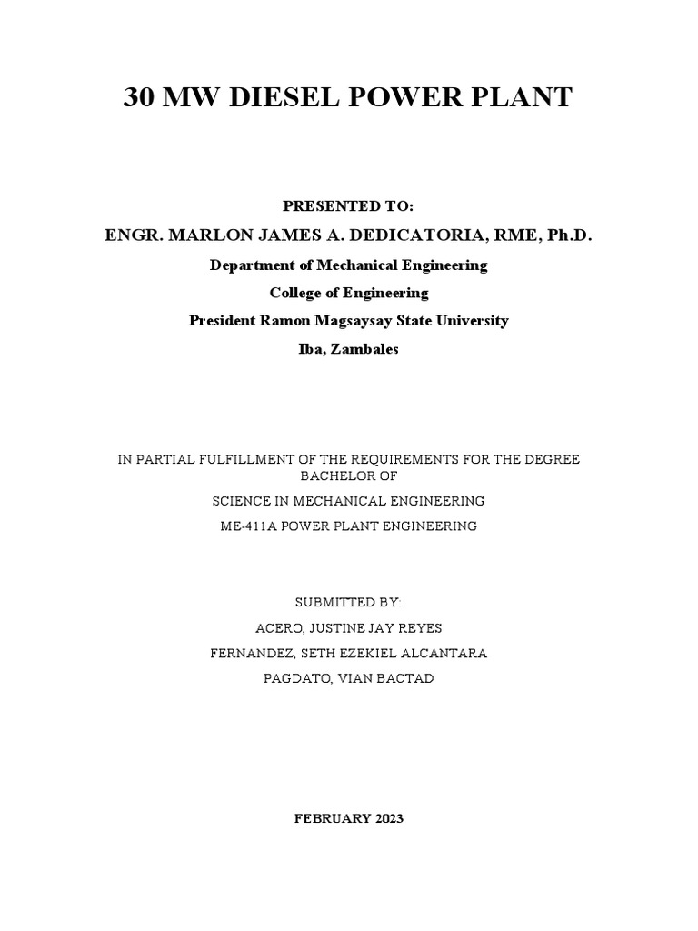 30 MW Diesel Power Plant | PDF