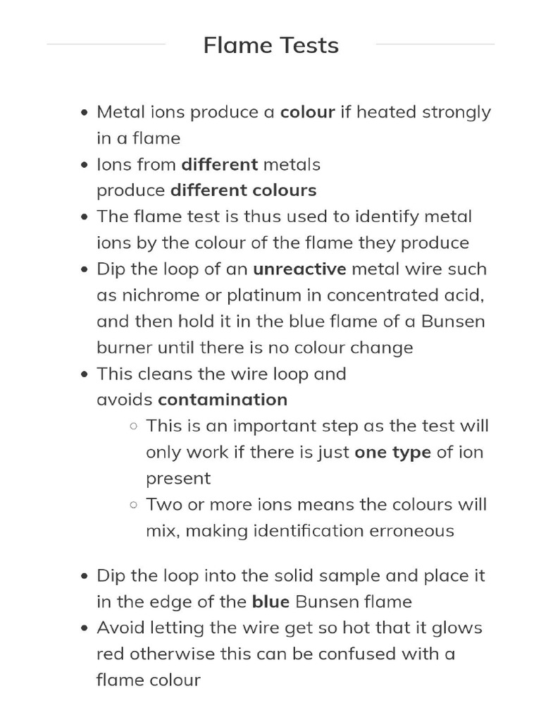 Flame Test Notes For Daniyal PDF | PDF