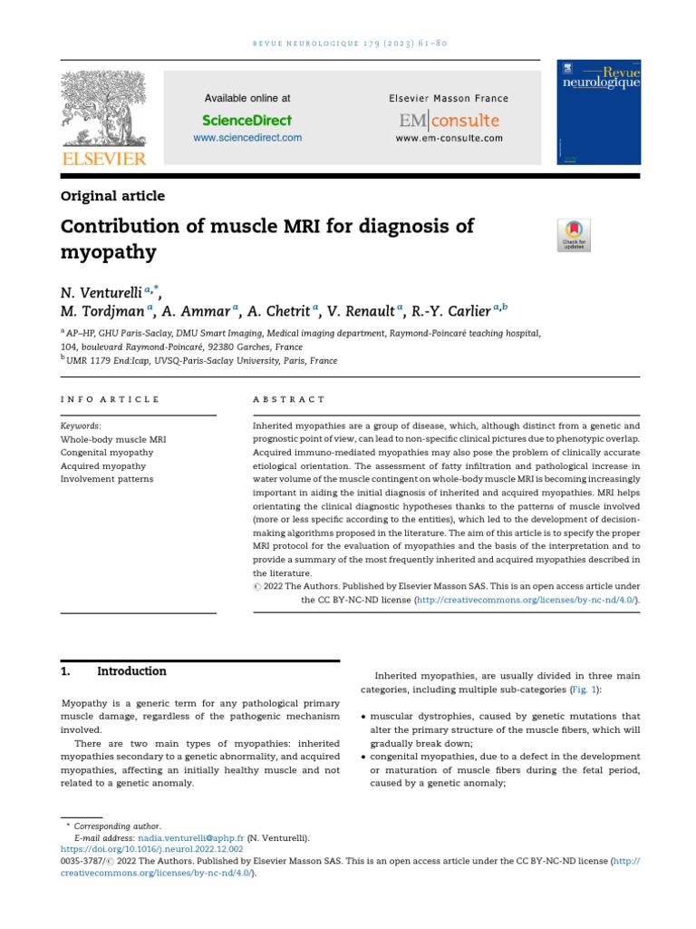 Contribution of Muscle MRI For Diagnosis of Myopathy | PDF | Magnetic ...