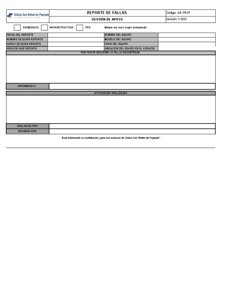 GA-FR-01 Formato Reporte de Fallas | PDF | Informática