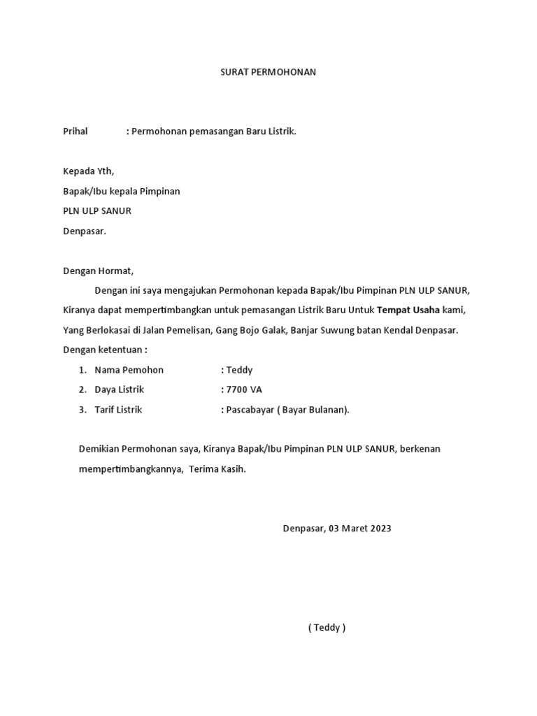 SURAT PERMOHONAN.docx | PDF