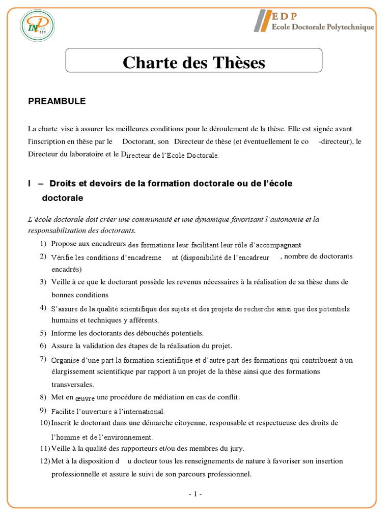 Charte Des Theses - ED - INP-HB | PDF | Doctorat