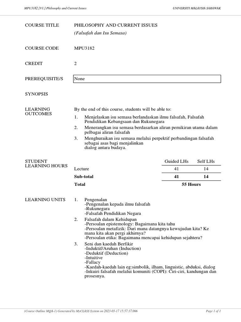 MPU3182 Falsafah dan Isu Semasa | PDF