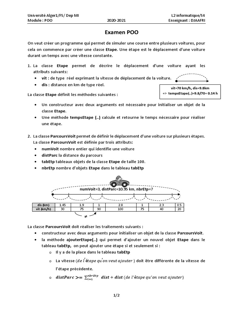 Examen POO 2020-2021 | PDF | Programmation orientée objet | Informatique