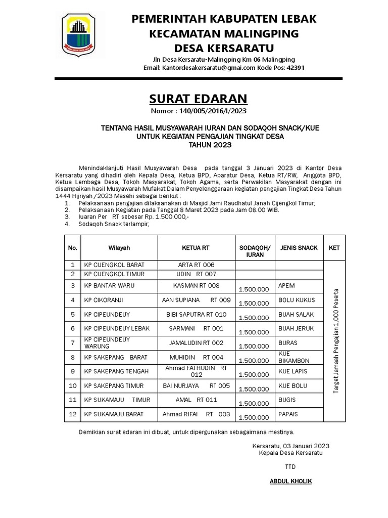 Surat Edaran Pengajian | PDF