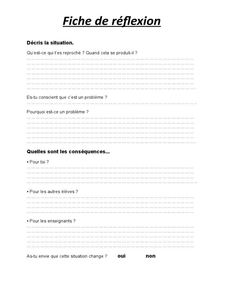 Fiche Reflexion | PDF