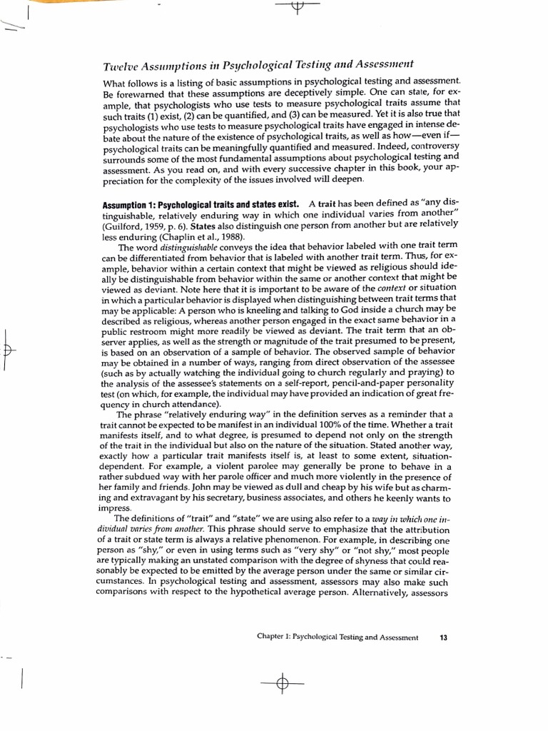 Assumptions in Psychological Assessment PDF | PDF