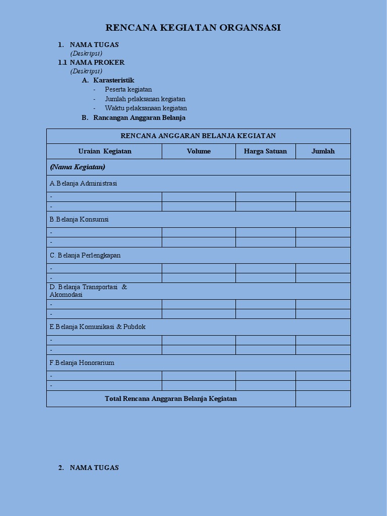 Format Rencana Kerja | PDF