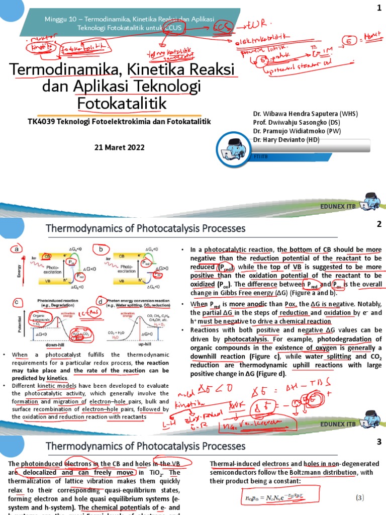 Termodinamika, Kinetika Reaksi, Dan Aplikasi Teknologi Fotokatalitik PDF | PDF