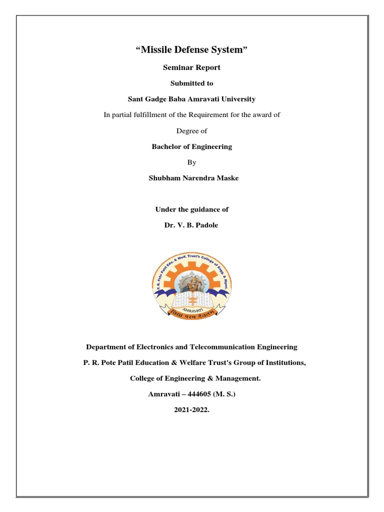 Seminar Missile DefenseSystem Report | PDF | Missile Defense ...