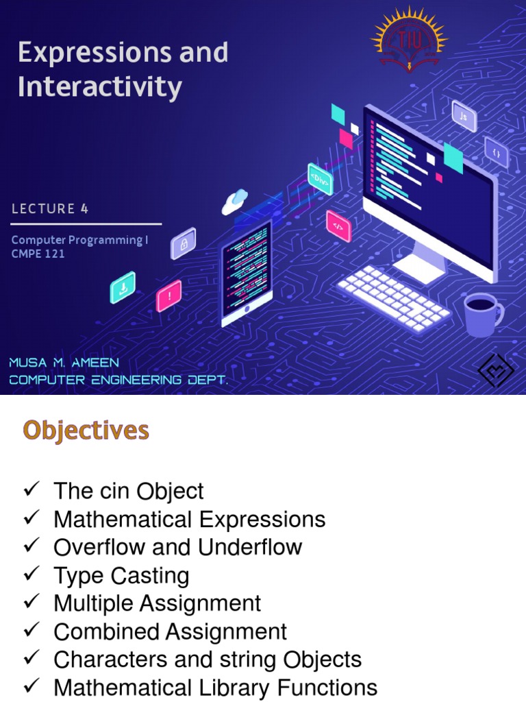 Programming1 Lecture 4 Pdf Integer Computer Science Namespace