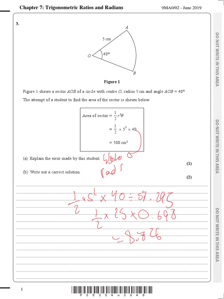 Chapter 7 - Trigonometric Ratios and Radians PDF | PDF | Area | Circle