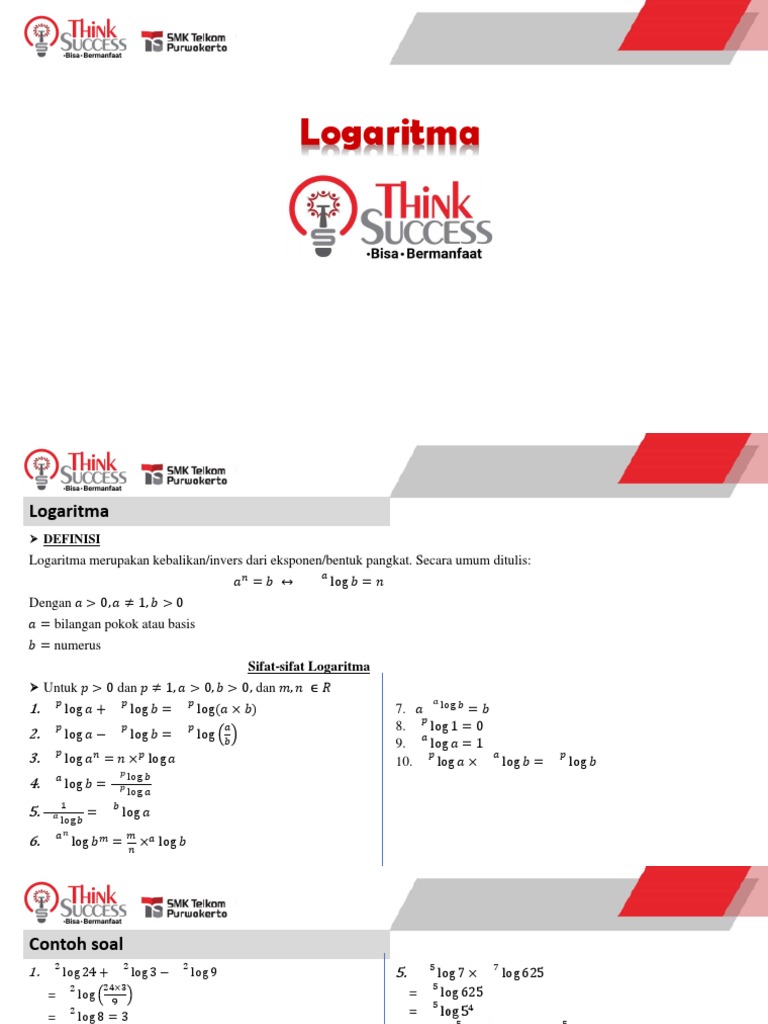 LOGARITMA: PENGERTIAN, SIFAT-SIFAT, DAN CONTOH SOAL | PDF