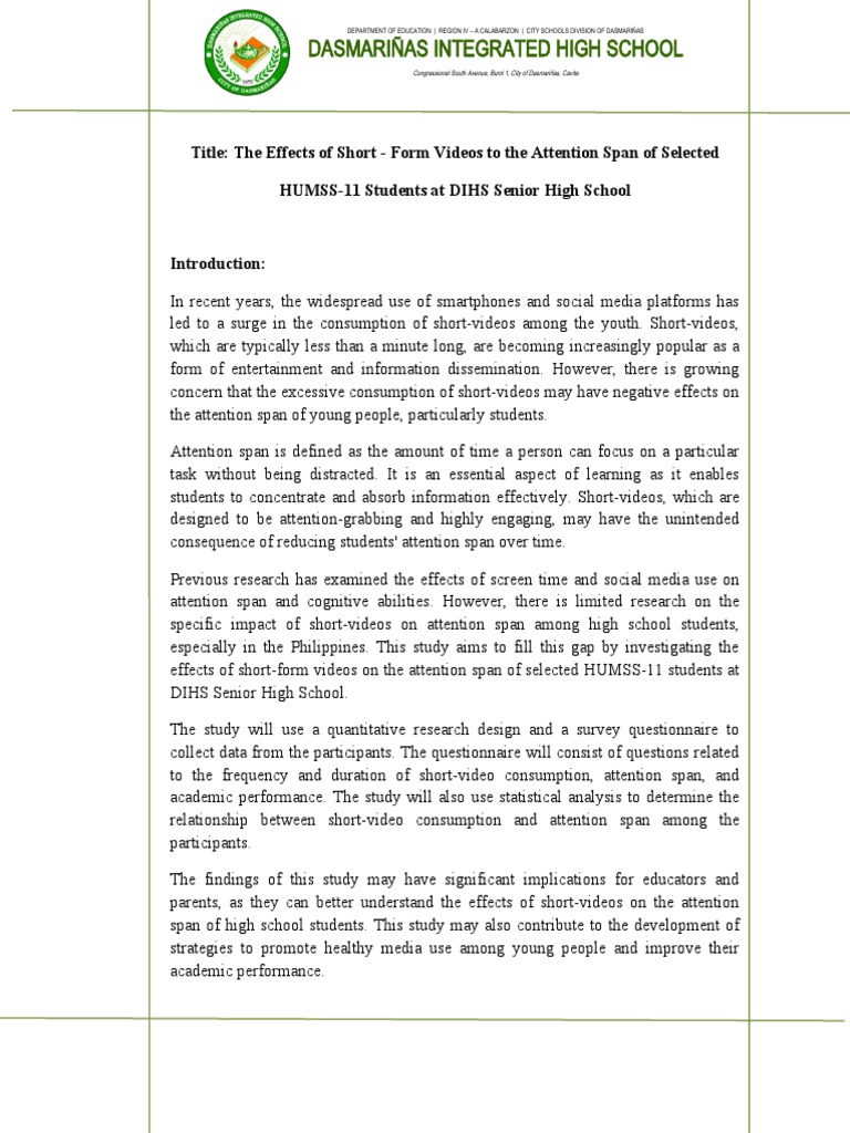 The Impact of Short-Form Video Consumption on the Attention Span of ...