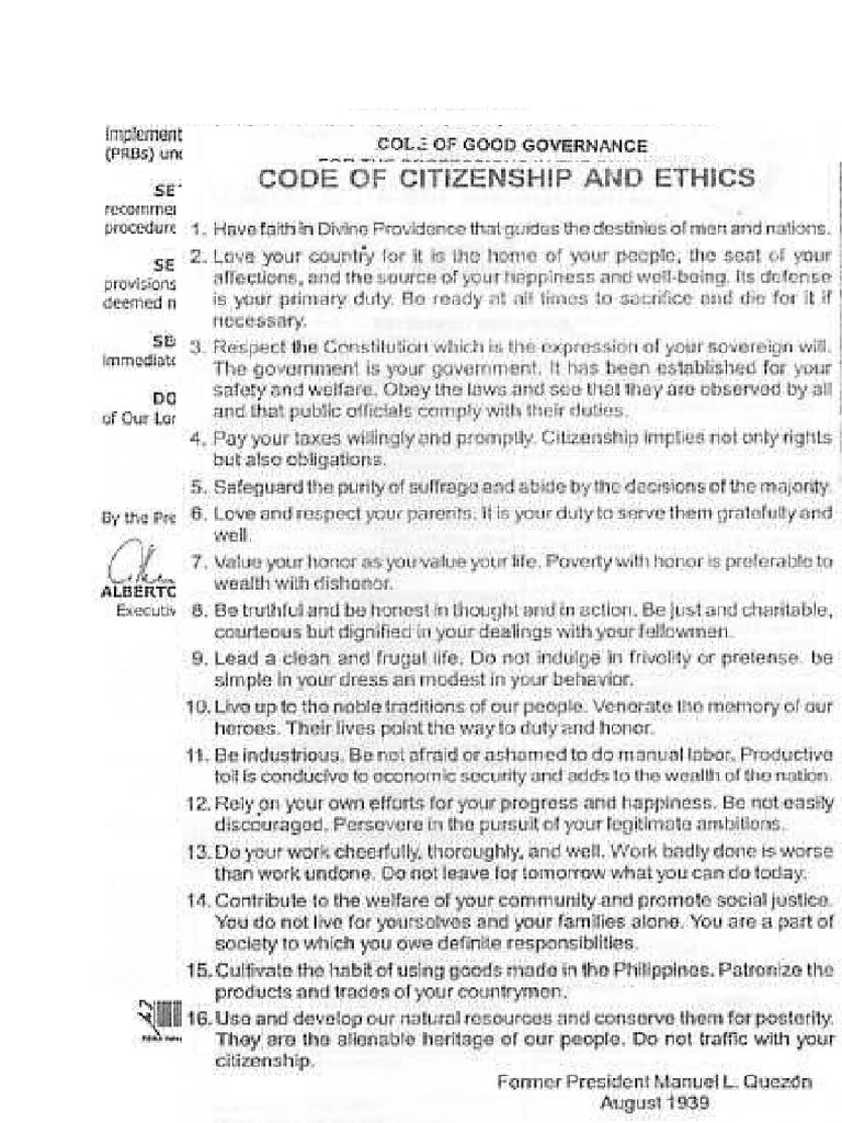 EO 220 Code of Good Governance | PDF