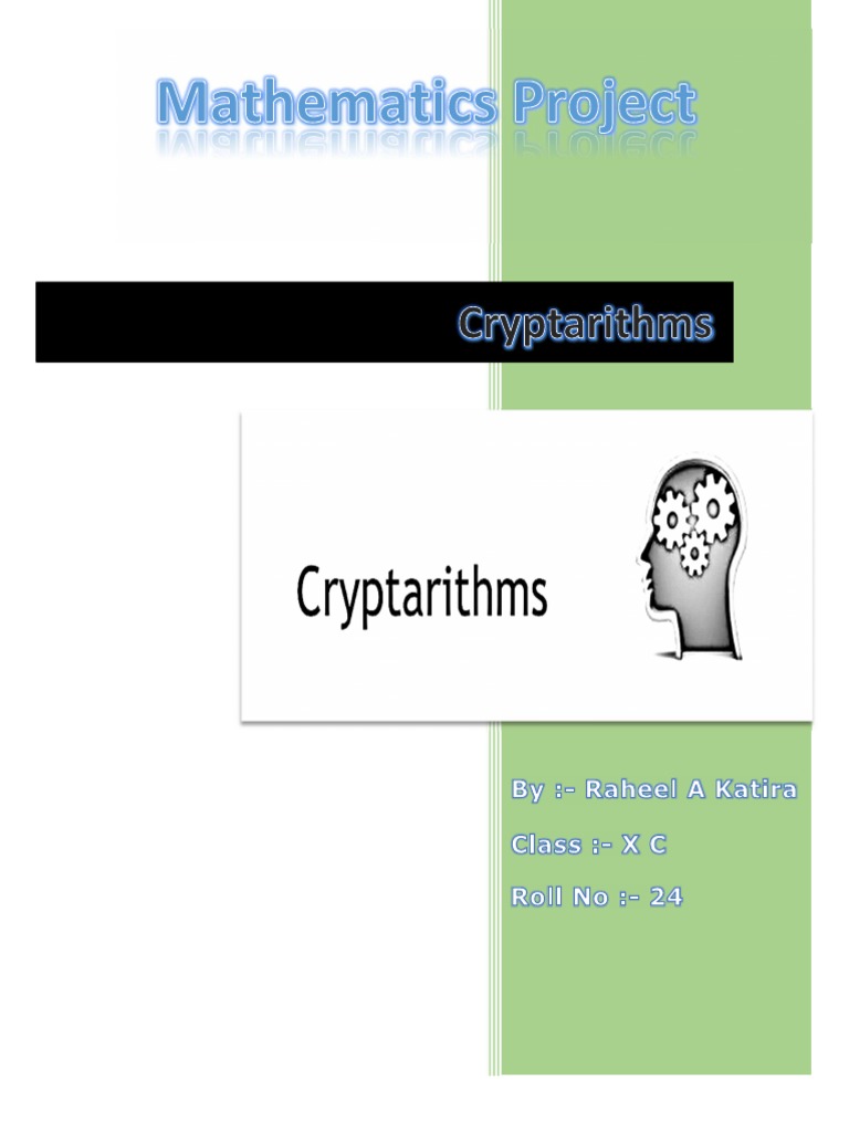 Cover Page of Cryptarithms | PDF